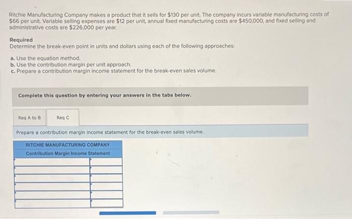 Solved Problem 11-28A (Algo) Determining the break-even | Chegg.com