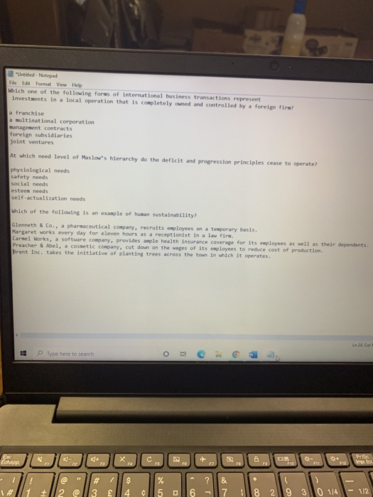 Solved "Untitled - Notepad File Edit Format View Help Which | Chegg.com
