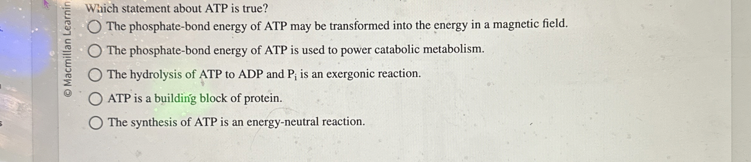 Solved Which statement about ATP is true?The phosphate-bond | Chegg.com