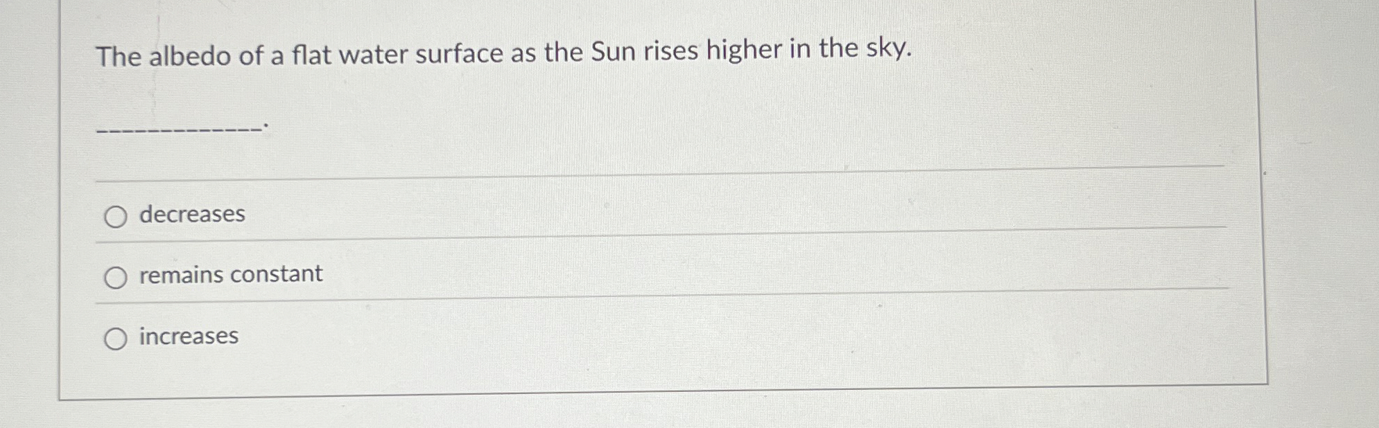Solved The albedo of a flat water surface as the Sun rises | Chegg.com