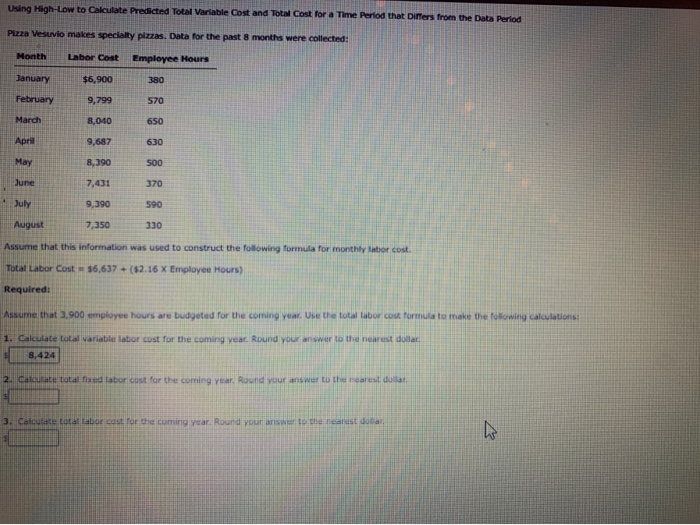 Solved Using High-Low to Calculate Predicted Total Variable | Chegg.com