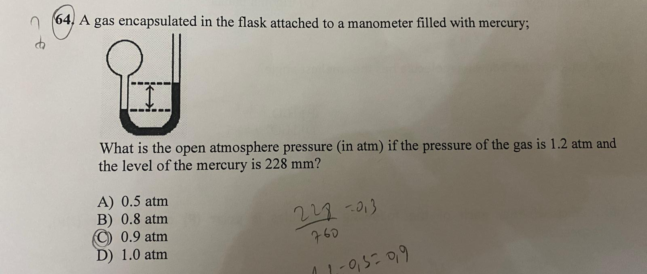 Solved A gas encapsulated in the flask attached to a | Chegg.com