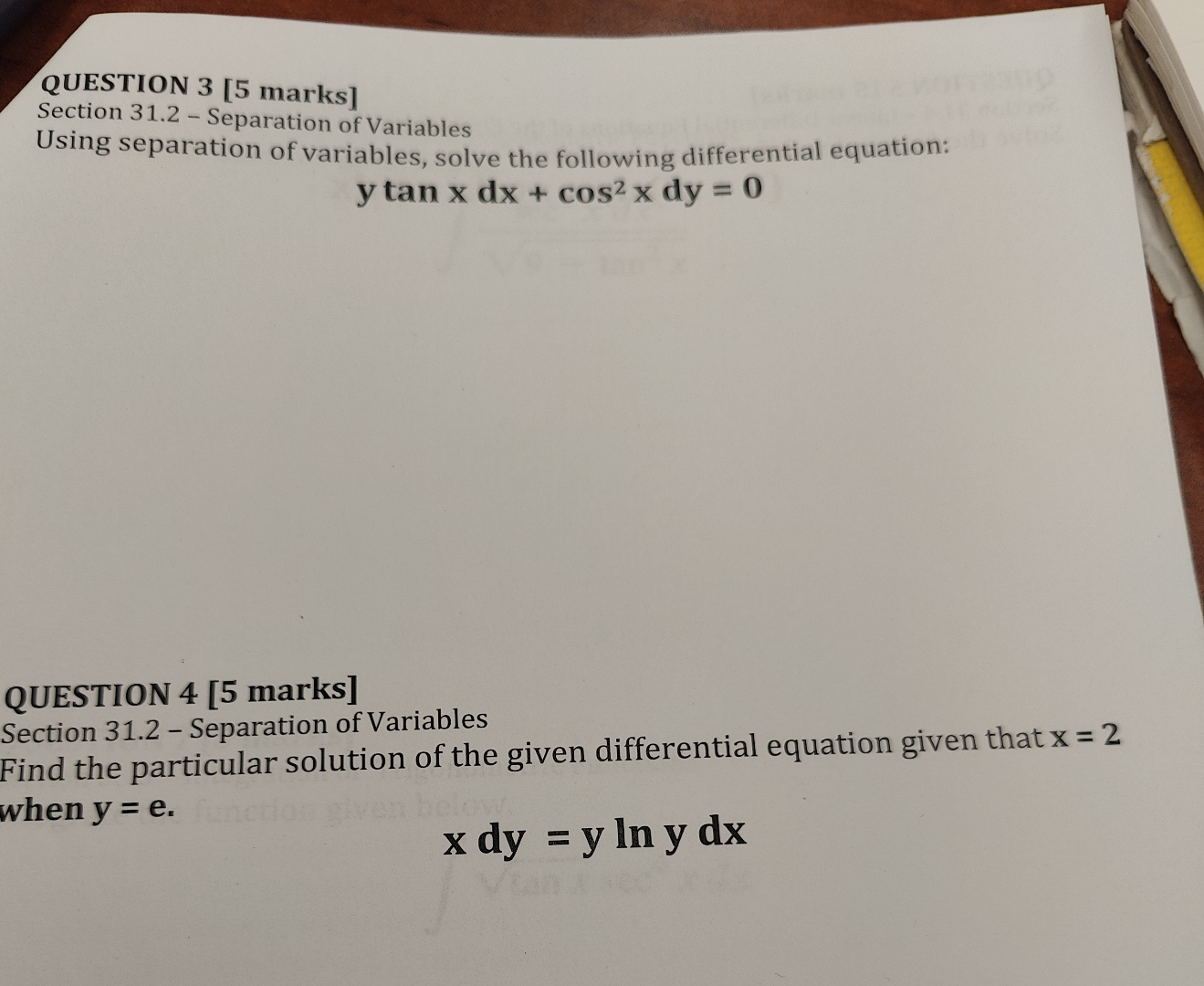 Solved QUESTION 3 [5 ﻿marks]Section 31.2 - ﻿Separation of | Chegg.com