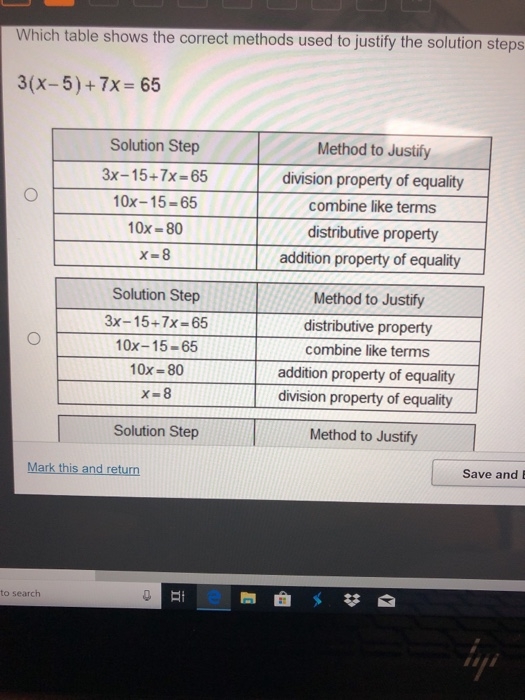 Solved Which table shows the correct methods used to justify | Chegg.com