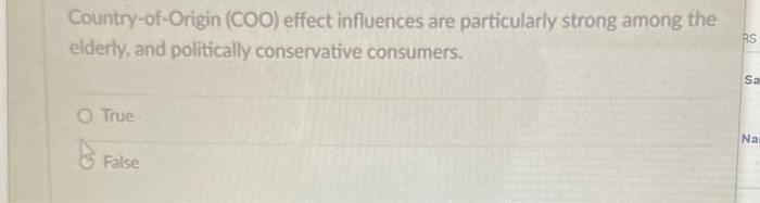 Country-of-Origin (COO) effect influences are | Chegg.com