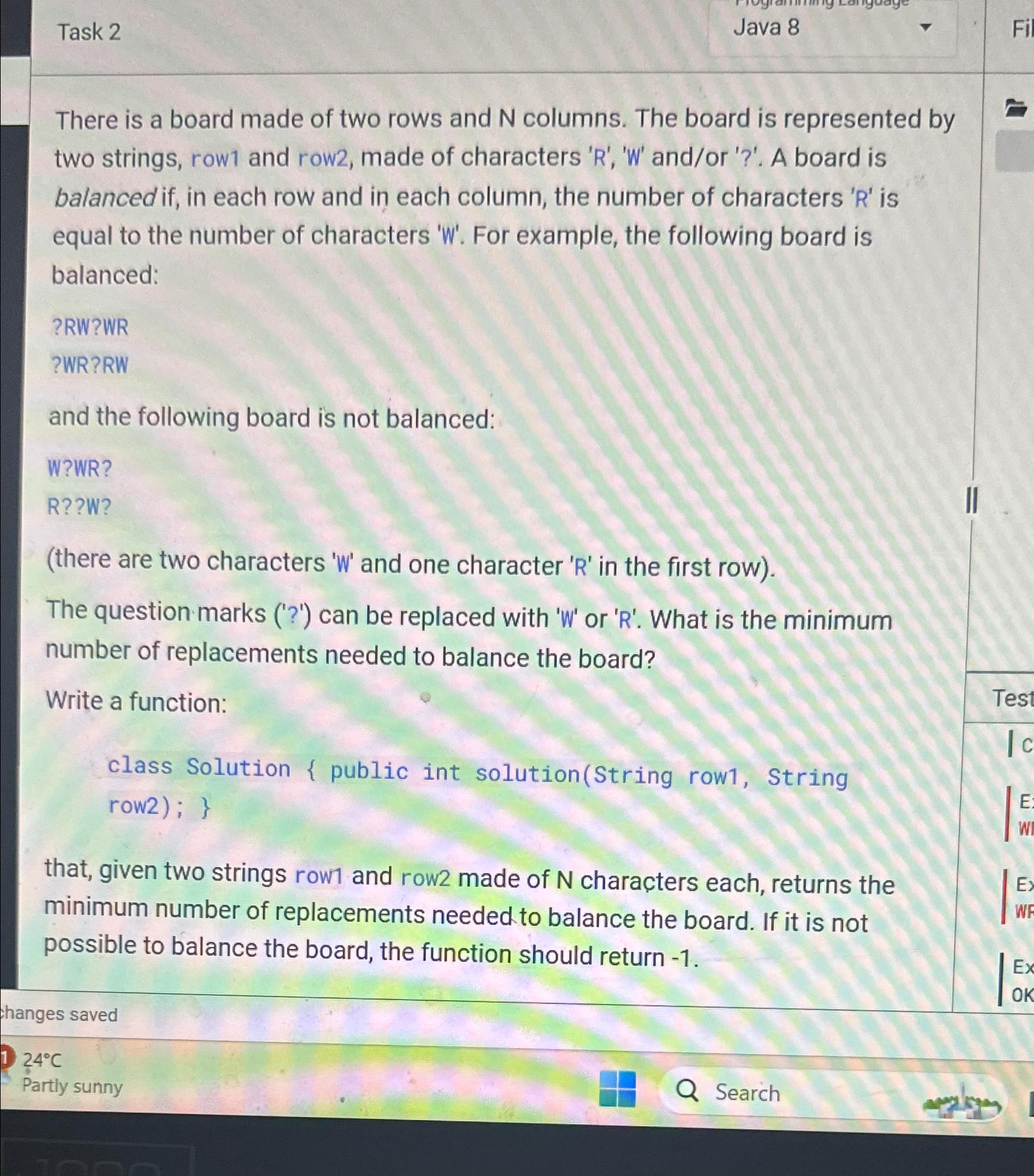 Solved Task 2Java 8There is a board made of two rows and N | Chegg.com