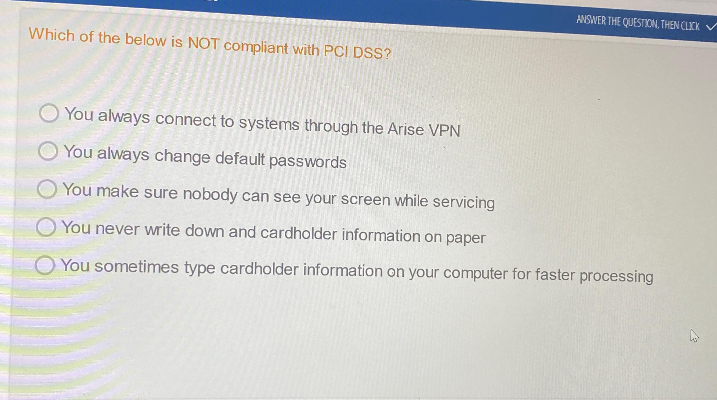 Solved Which of the below is NOT compliant with PCI | Chegg.com