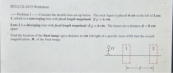 Solved Problem 1… Consider the double-lens set-up below. The | Chegg.com
