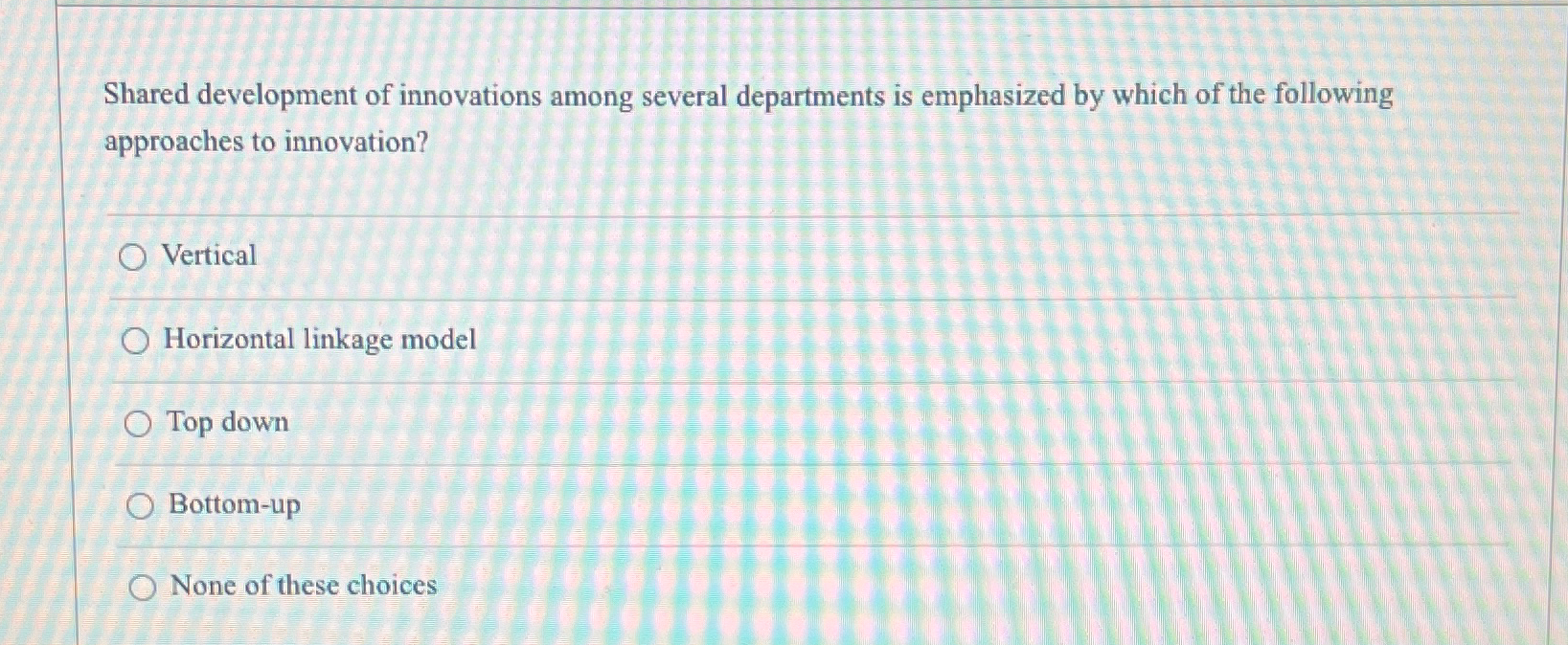Solved Shared development of innovations among several | Chegg.com