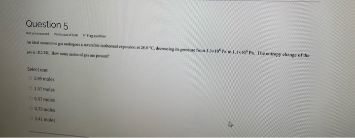 Solved Question 5 Not yet and Points out of 5.00 Y Flag | Chegg.com