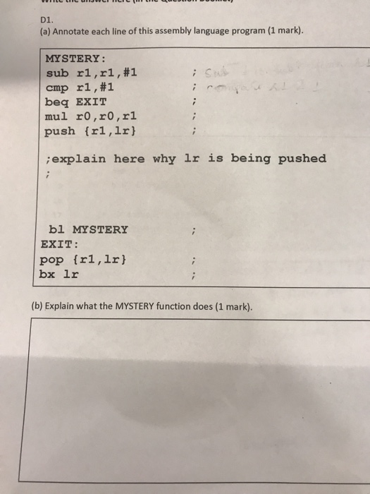 Solved (a) Annotate each line of this assembly language | Chegg.com