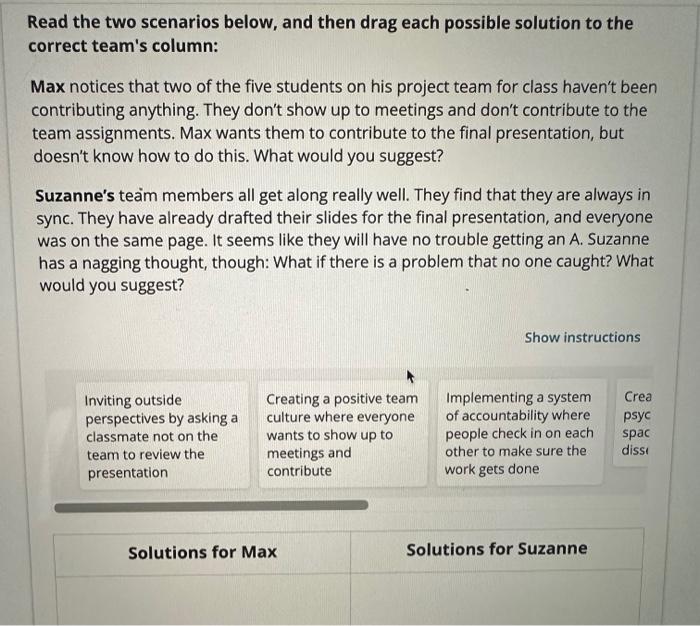 Read the two scenarios below, and then drag each | Chegg.com