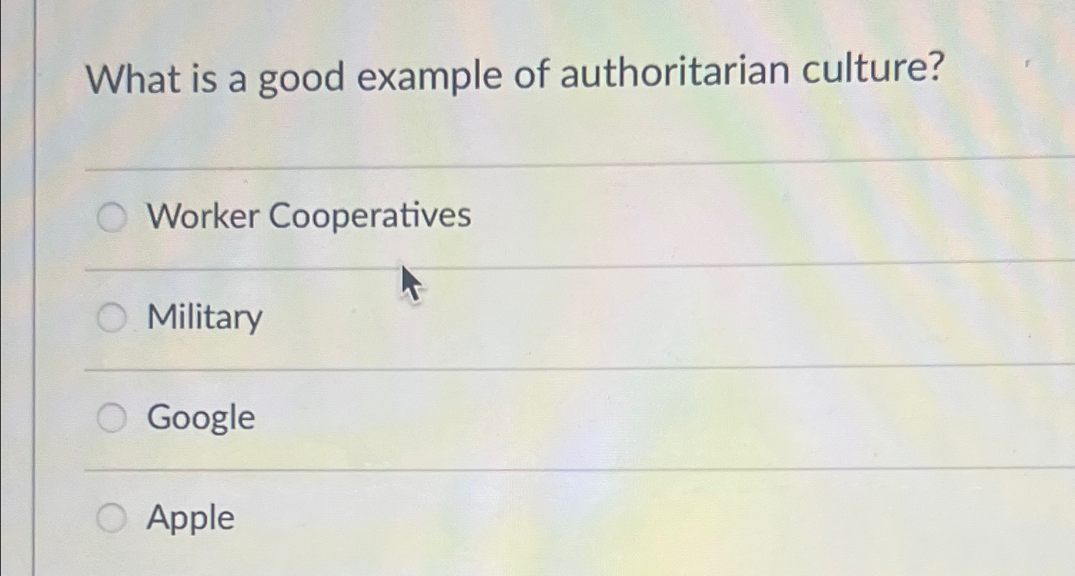 Solved What is a good example of authoritarian | Chegg.com