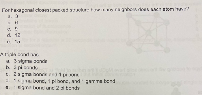 Solved For hexagonal closest packed structure how many | Chegg.com