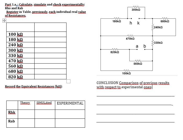 Solved Part 1.a.: Calculate, simulate and check | Chegg.com