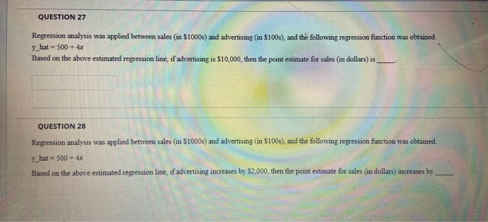 Solved QUESTION 27 Regression analysis was applied between | Chegg.com