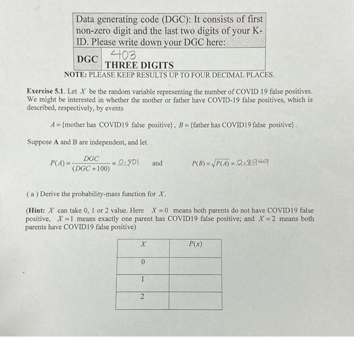 Solved Data generating code (DGC): It consists of first | Chegg.com