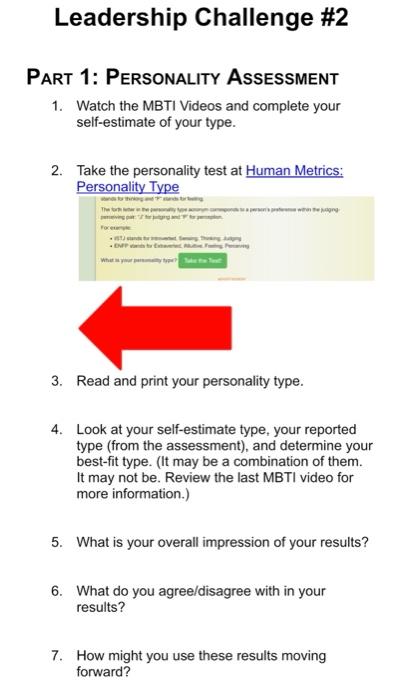 Solved Leadership Challenge \#2 Part 1: Personality | Chegg.com