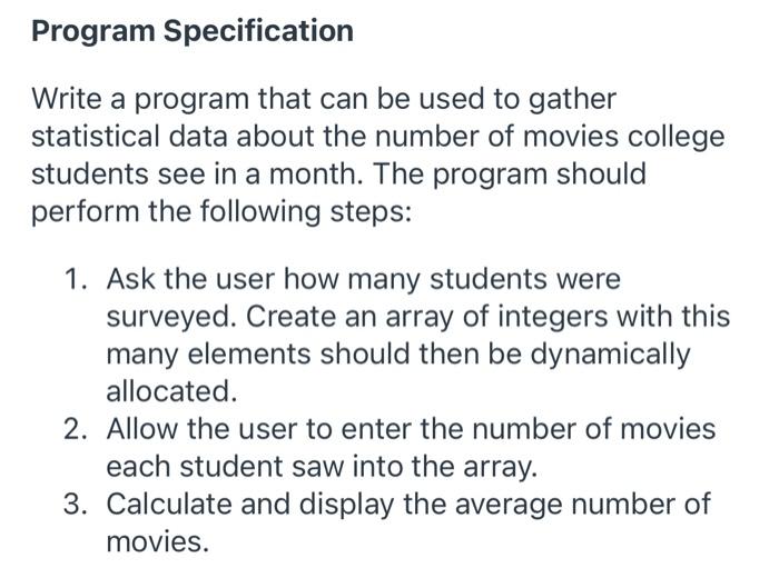 Solved Program Specification Write a program that can be | Chegg.com