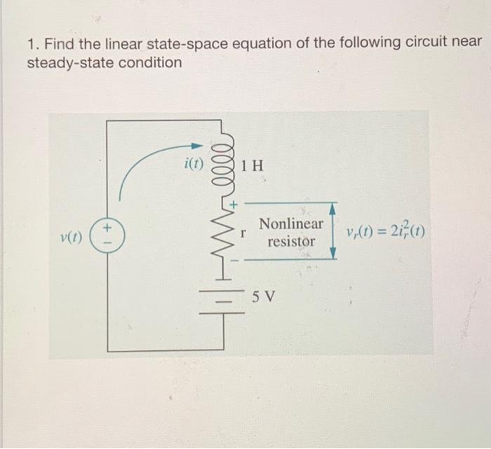 Solved 1 Find The Linear State Space Equation Of The