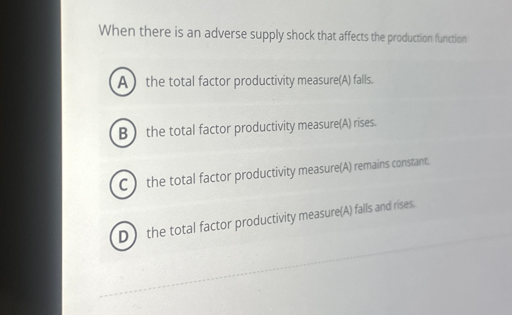 Solved When there is an adverse supply shock that affects | Chegg.com