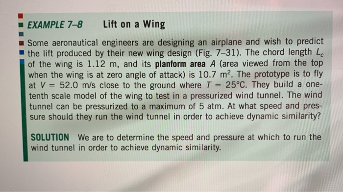 Solved EXAMPLE 7-8 Lift on a Wing Some aeronautical | Chegg.com