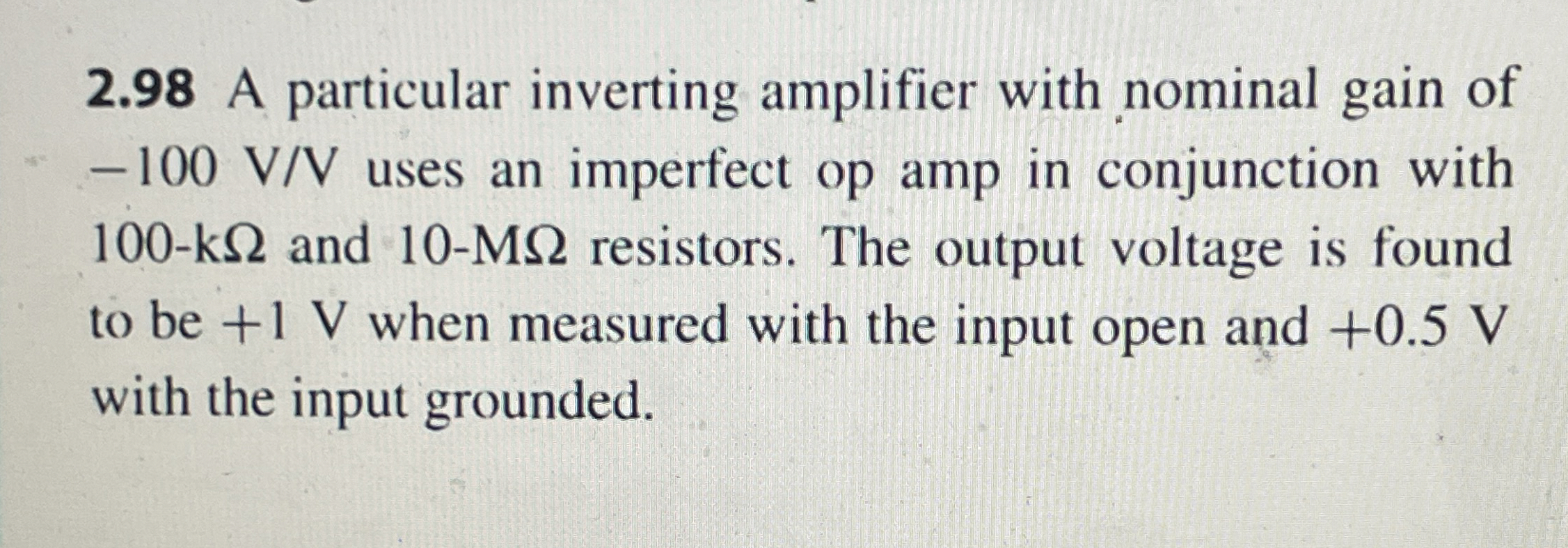 Solved 2.98 ﻿A particular inverting amplifier with nominal | Chegg.com
