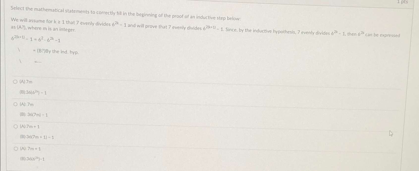 Solved 1 ﻿ptsSelect the mathematical statements to correctly | Chegg.com