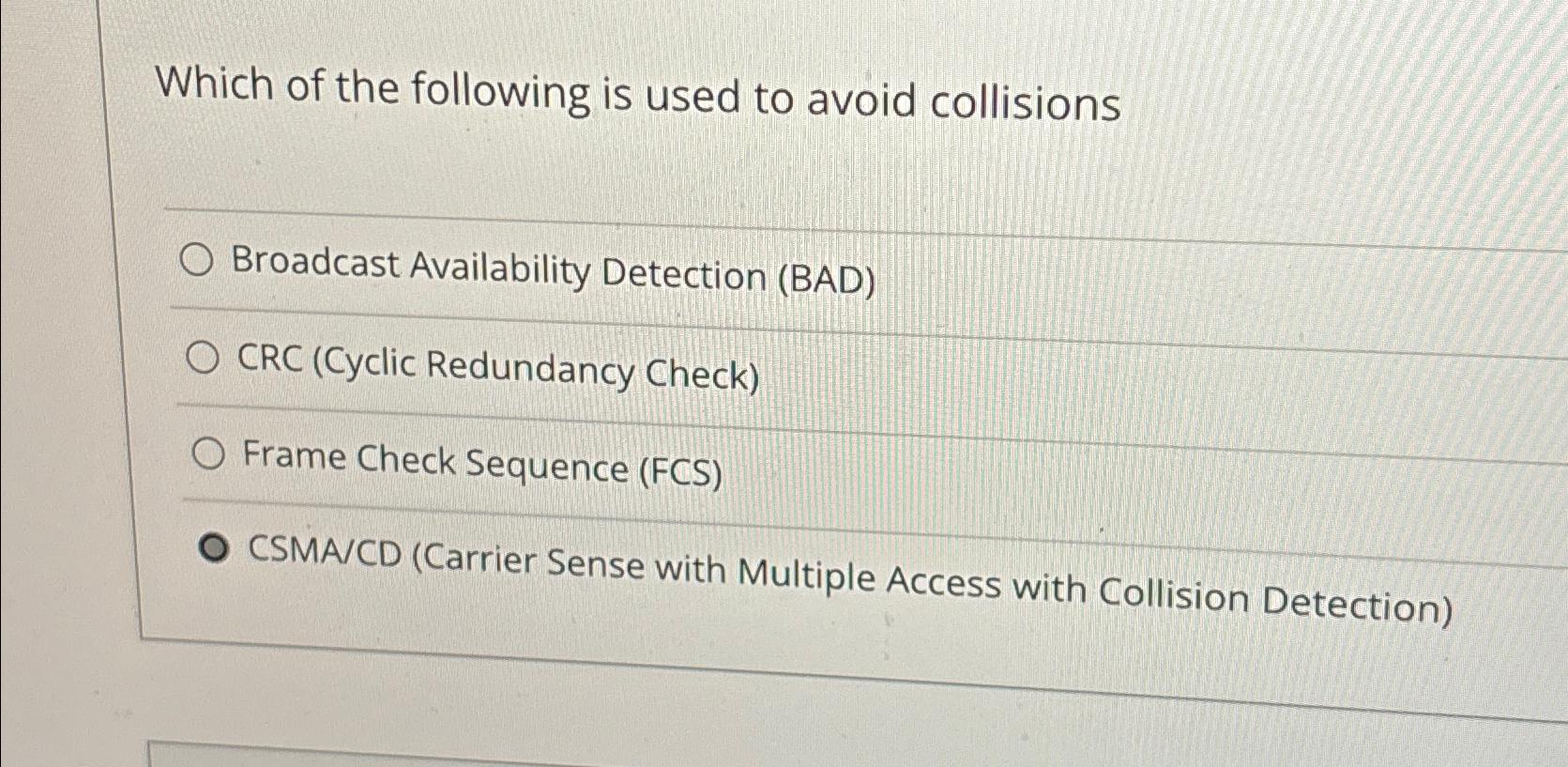 Solved Which of the following is used to avoid | Chegg.com