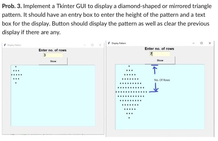 Solved Prob. 3. Implement a Tkinter GUI to display a | Chegg.com