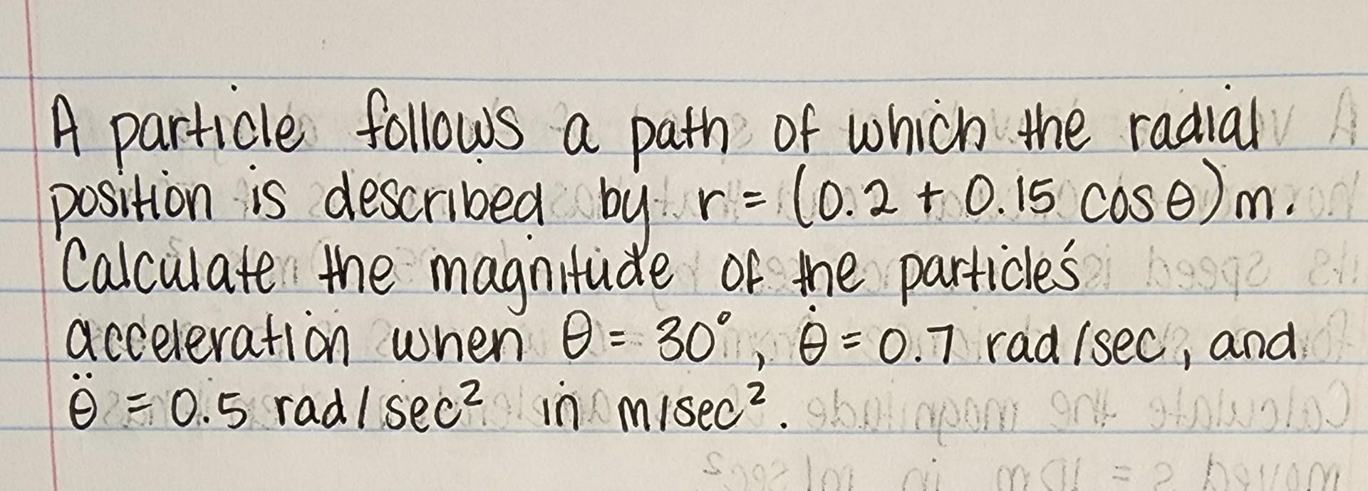 Solved A particle follows a path of which the radial | Chegg.com
