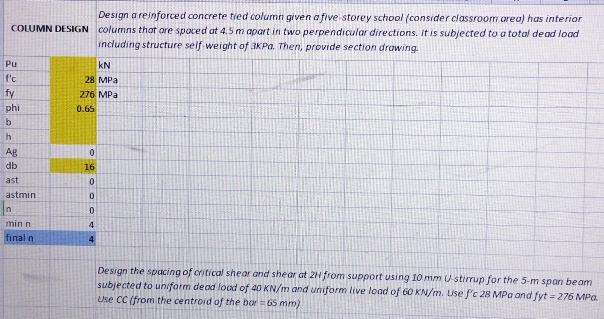 Solved Design a reinforced concrete tied column given a | Chegg.com