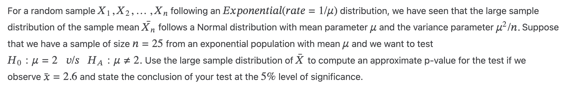 Solved For a random sample x1,x2,dots,xn ﻿following an | Chegg.com