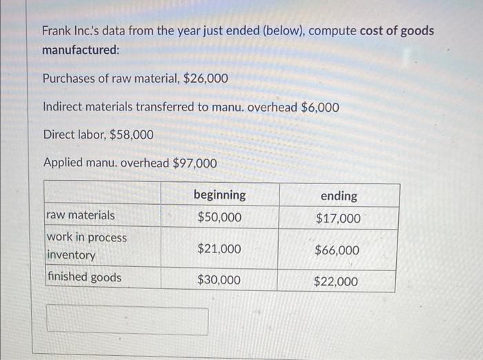 Solved Beginning raw materials were $16,000 more than ending | Chegg.com