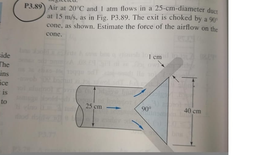 Solved P3.89) ﻿Air at 20°C ﻿and 1atm flows in a | Chegg.com