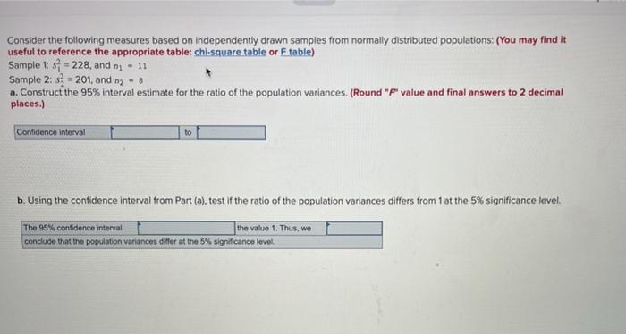 Solved Consider The Following Measures Based On