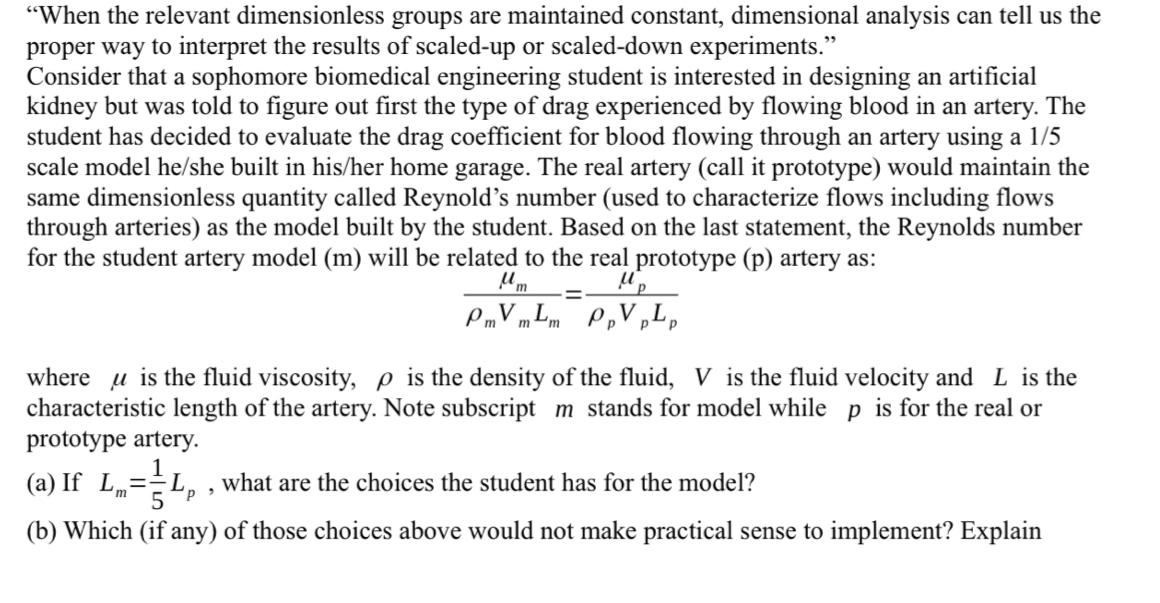Solved "When the relevant dimensionless groups are | Chegg.com
