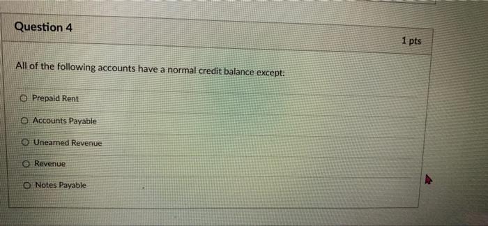 Solved Question 1 1 Pts Which Of The Following Accounts Does Chegg