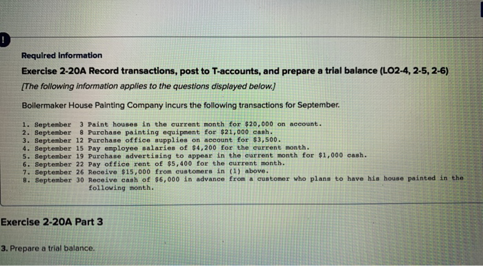 Solved ! Required Information Exercise 2-20A Record | Chegg.com