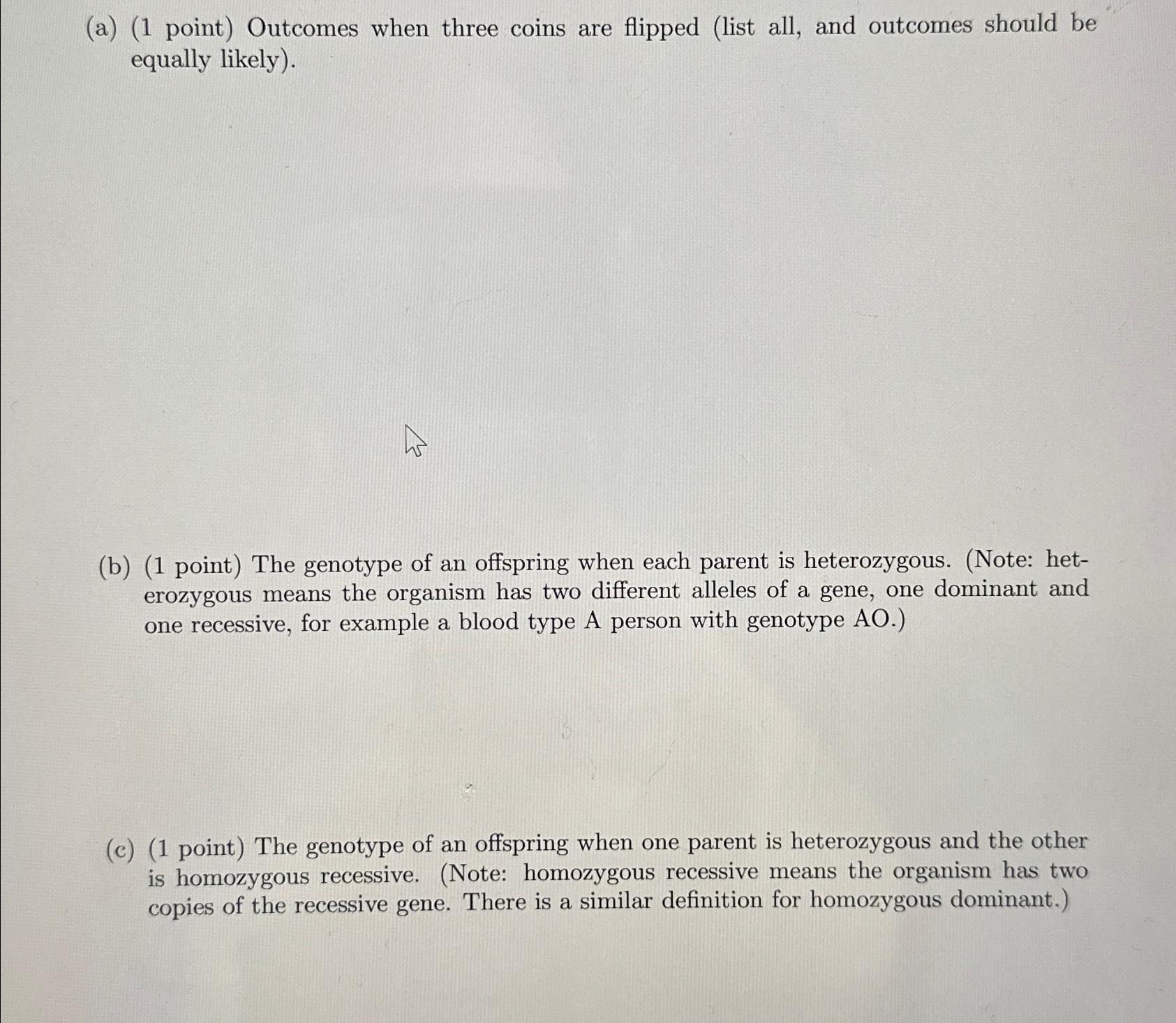 Solved (a) (1 ﻿point) ﻿Outcomes when three coins are flipped | Chegg.com