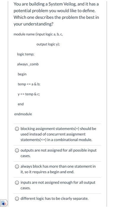 Solved You are building a System Veilog, and it has a | Chegg.com