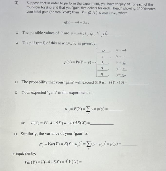 Solved 1) A continuous random variable Y has a pdf given by | Chegg.com