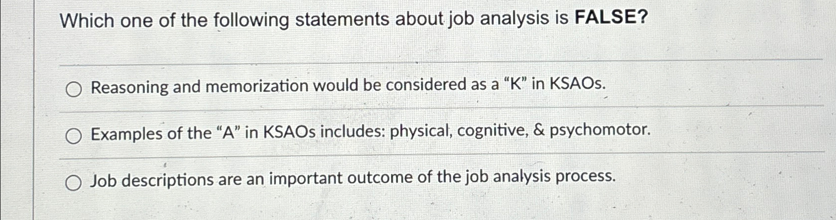 Solved Which one of the following statements about job | Chegg.com