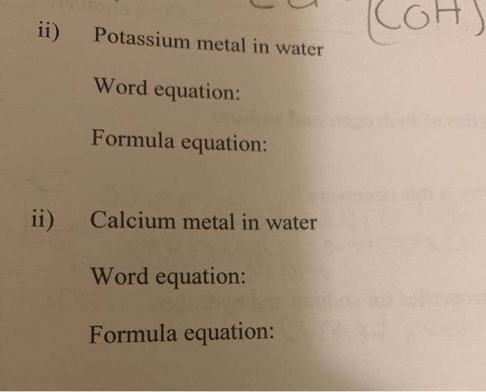 Solved write word and formula equations for the following | Chegg.com