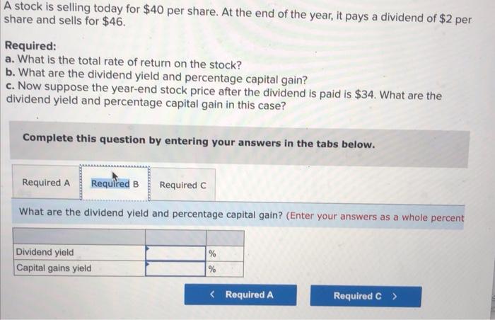 Solved A stock is selling today for $40 per share. At the | Chegg.com
