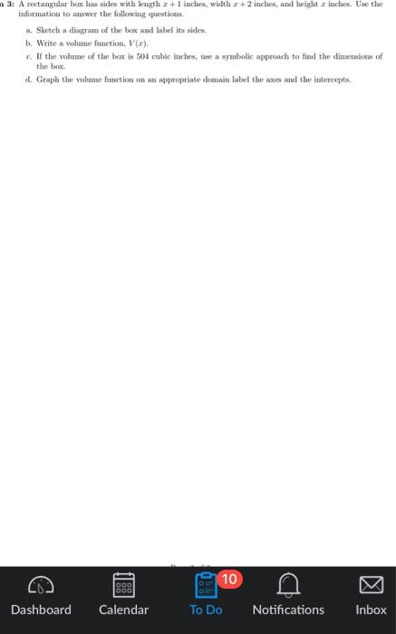 Solved n 3: A rectangular box has sides with length x + 1 | Chegg.com