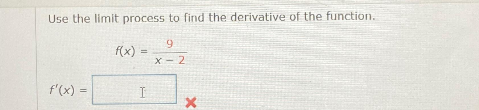 Solved Use the limit process to find the derivative of the | Chegg.com