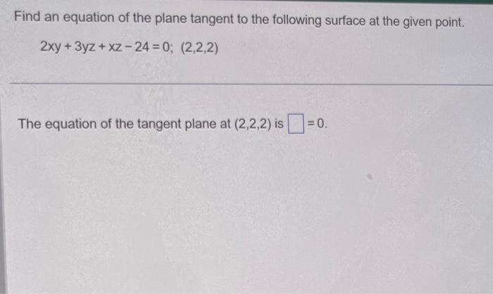Solved Find an equation of the plane tangent to the | Chegg.com