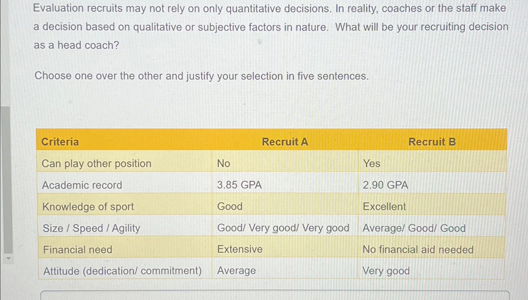 Solved Evaluation recruits may not rely on only quantitative | Chegg.com
