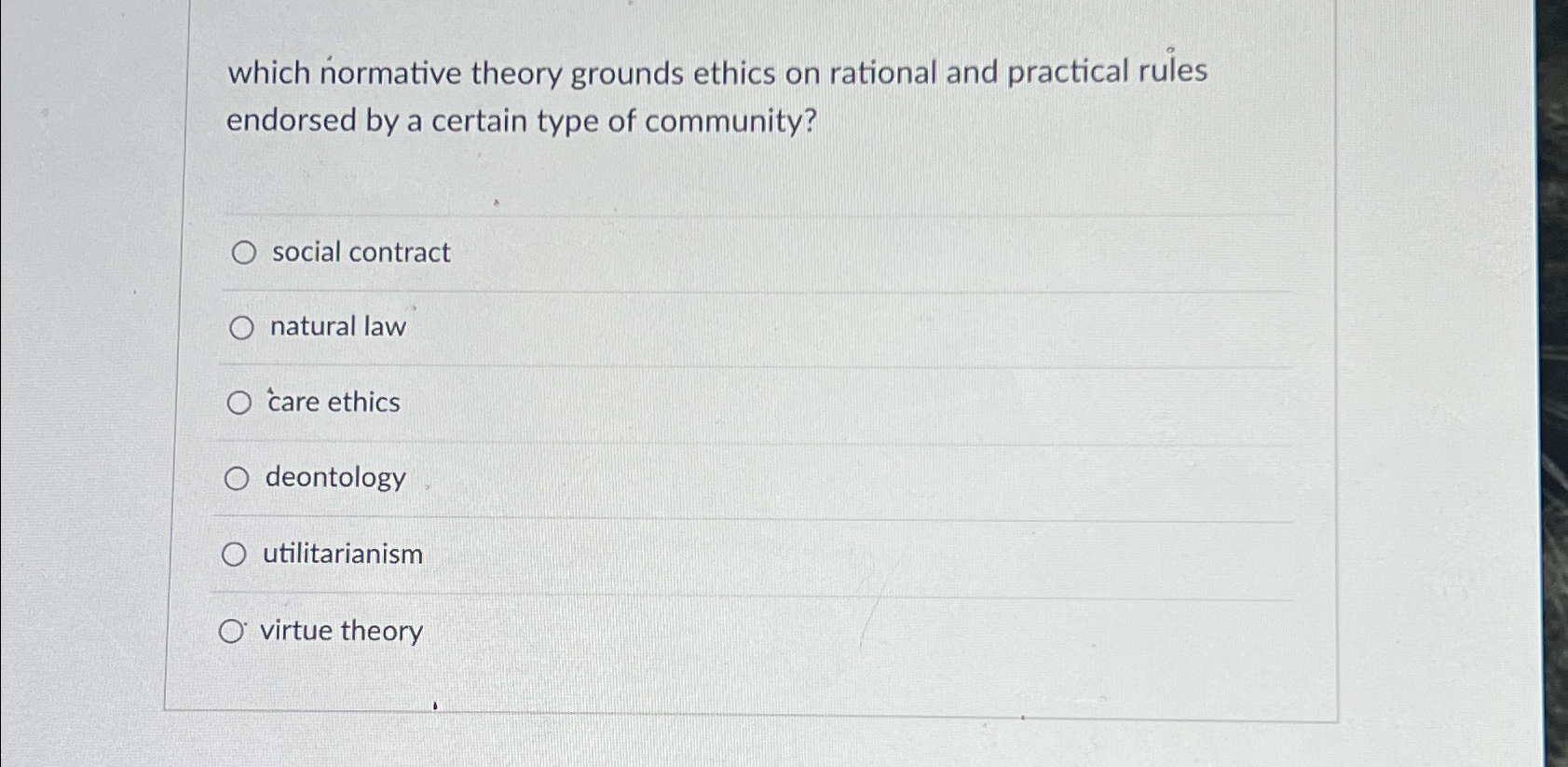 Solved which normative theory grounds ethics on rational and | Chegg.com